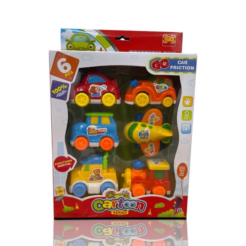 6 Models Random Color Friction Powered Toy Cars for Kids